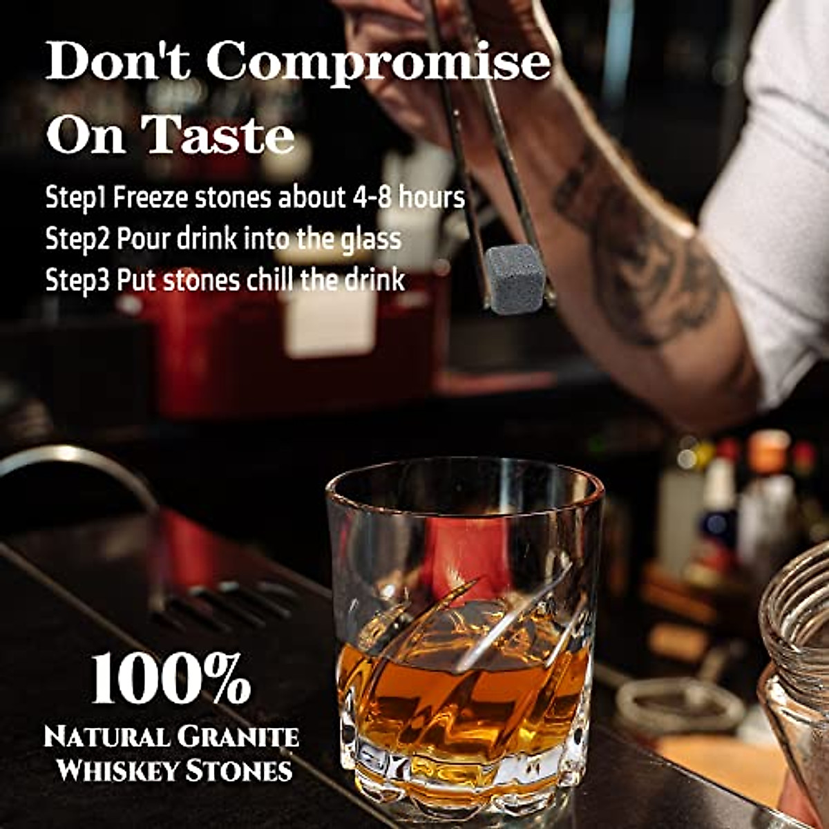 Fortuning's JDS Whiskey Glass Set for Father's Day, 2 Rotatable Whisky Glasses as Retirement Gifts with 10 Oz Old Fashioned Scotch Liquor Glasses, Ideal Whiskey Gift for Men, Husband