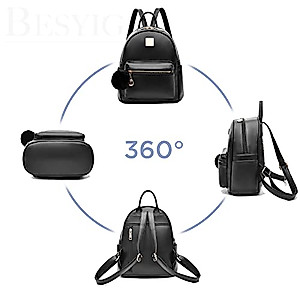 BESYIGA Girls Fashion Backpack 3-Pieces Leather Mini Backpack Purse for Women Satchel School Bags with Pompom Casual Travel Daypacks White