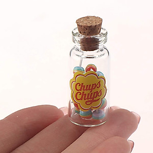 1/12 Dollhouse Miniature Food Potato Chips Bottles Lollipops Jar with Lollipops for Dollhouse Decoration Accessories Kitchen Scene Food Candy Snacks Model