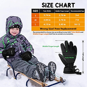 Hikenture Waterproof Kids Snow Gloves,3M Thinsulate Winter Gloves for Boys &Girls,Insulated Ski Gloves for Youth,Childrens,Age 10-12(Black L)