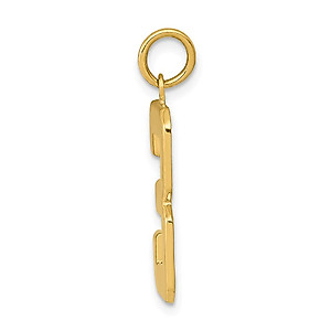 Solid 14k Yellow Gold Casted Large Number 3 Charm Pendant - 25mm x 10mm