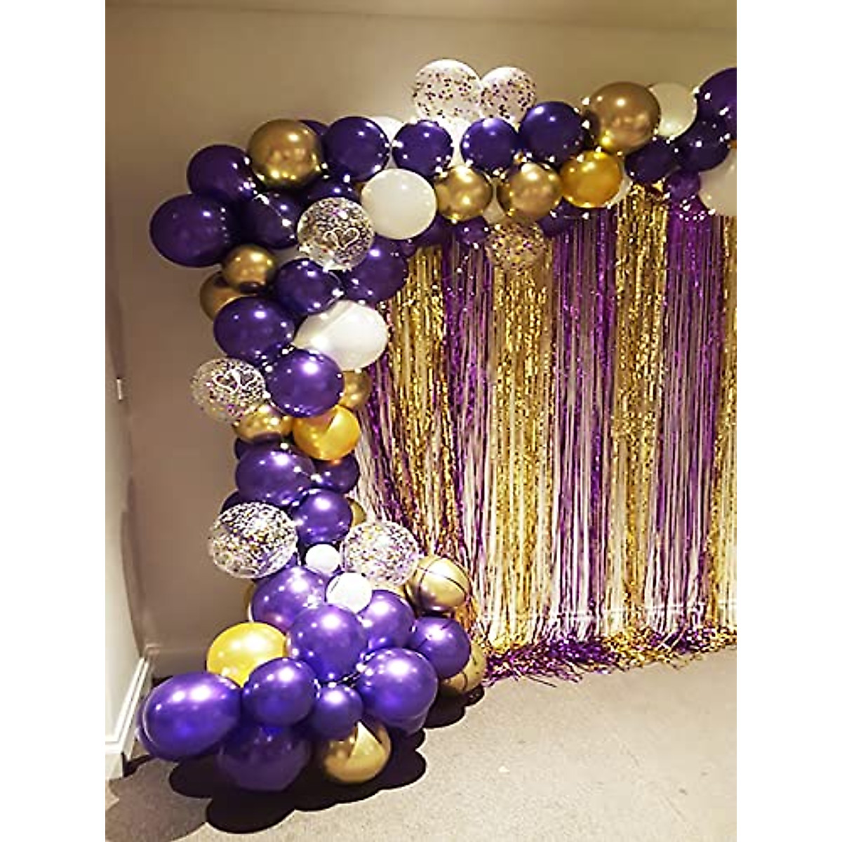 Graduation Party Decorations Purple Gold 2023/Purple Graduation Decorations 2023/Purple Gold Birthday Decorations for Women/ISU Foil Fringe Curtains Backdrop Sparkle Metallic Foil Curtains