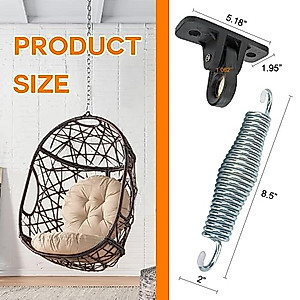 GOMADEIT Heavy Duty Porch Swing Hanging Kit, Steel Porch Swing Hardware for Hammock Chairs Ceiling, w/Swing Hanger and Swing Spring, 800 lb, 360° Swivel