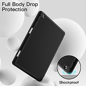 JETech Case for iPad 10.2 Inch 2021/2020/2019 (9th/8th/7th) Model with Pencil Holder, Slim Tablet Cover with Soft TPU Back, Auto Wake/Sleep (Black)