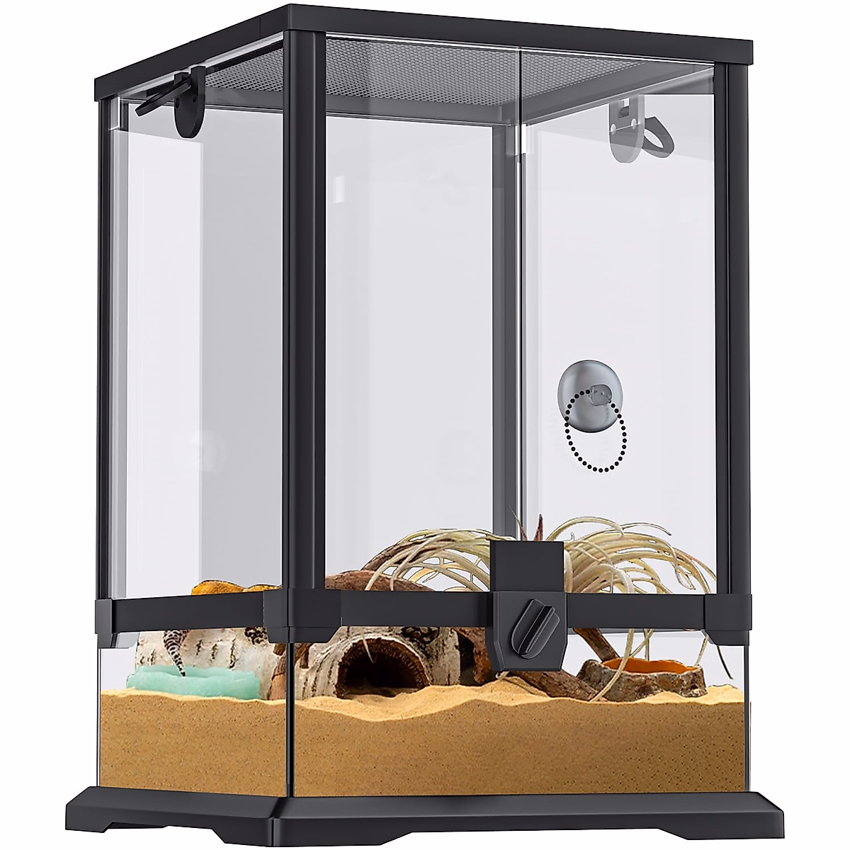 Lurmmue Tempered Glass 10 Gallon Reptile Tank,12"x12"x18" Top Screen Ventilation Durable Reptile Habitat Tank with Heat Resistant Aluminum Alloy Frame, for Bearded Dragon,Lizard,Spider,Hamster