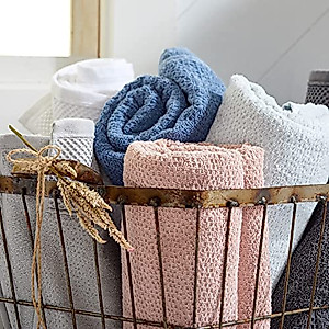 Market & Place 100% Cotton Super Soft Luxury Hand Towel Set | Quick-Dry and Highly Absorbent | Popcorn Textured | 500 GSM | Includes 6 Hand Towels | Park Avenue Collection (Spa Blue)