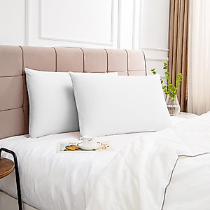 Deep Dream 100% Cotton Pillow Cases Standard Size Set of 2, Luxuriously Soft Hotel Quality 600 Thread Count, Cotton Pillowcases Standard with Envelop Closure, 20x26 Inches(Pure White)