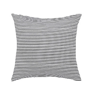 uxcell Woven Striped Throw Pillow Covers Decorative Square Farmhouse Cushion Covers for Sofa Bedroom Car Chair Black and White 18" x 18"