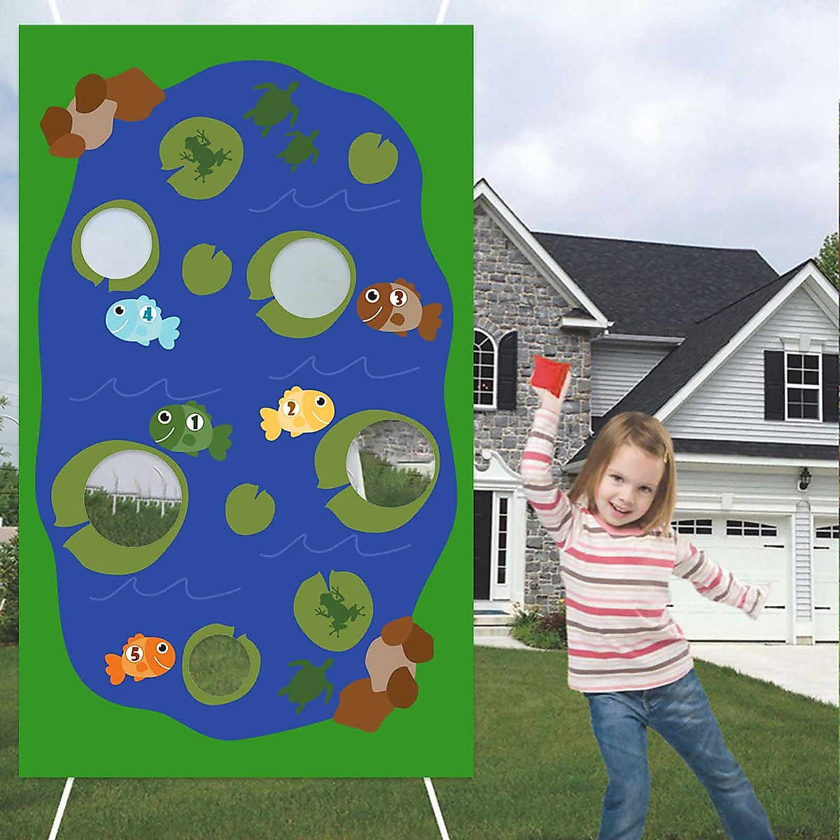 Gone Fishing Toss Games Banner Backdrop Background Fisherman Fisher Fish Theme Favors Supplies Decor for Indoor Outdoor Boys Girls Birthday Party Baby Shower Decorations Photo Booth Props Photography