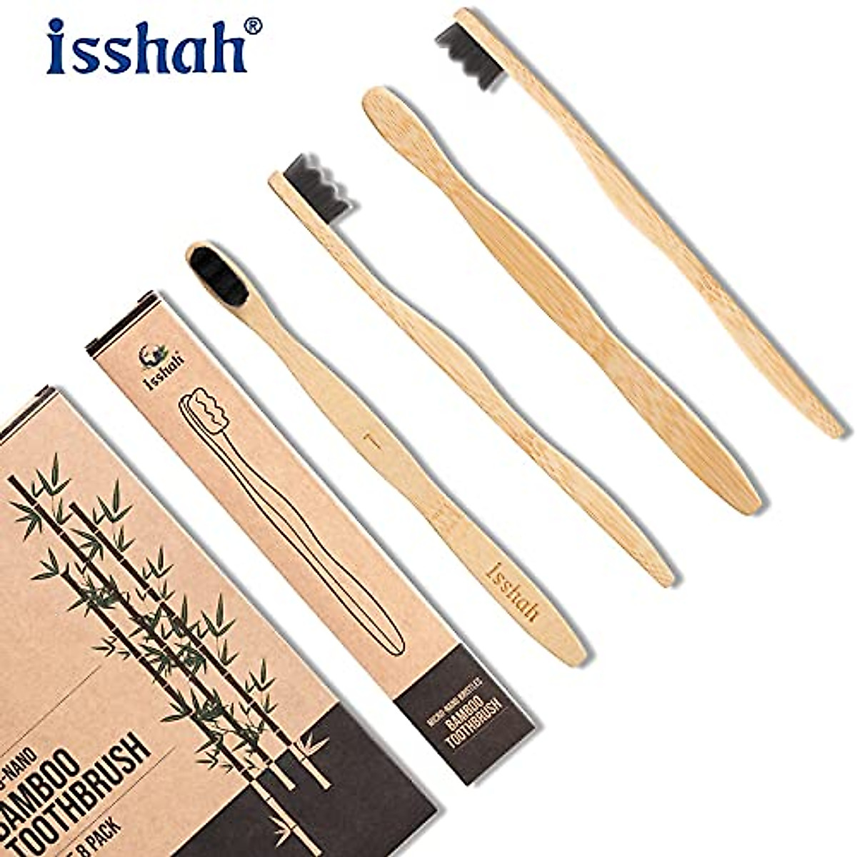 Isshah Extra Soft Bamboo Toothbrush, Micro Nano 20,000 Bristles Toothbrushes for Sensitive Gum, Pack of 8
