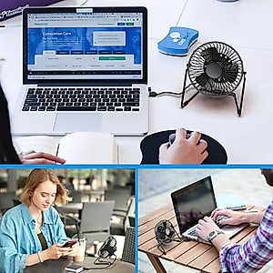 ALPIAZ 5 inch USB Fan, Portable Small Desk Fan, Mini Personal Fan with Two Speed Settings, Super Quiet Table Fan, Metal Design, 360° Up and Down, Perfect for Home Office