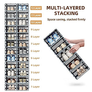 JONYJ 12 Pack Shoe Organizer, Clear Plastic Stackable Shoe Storage, Multifunctional Shoe Box