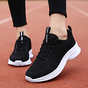 ZGRZPMGR Women's Casual Walking Shoes Breathable Sports Running Shoes Outdoor Lace-up Tennis Shoes Sneakers for Women Black