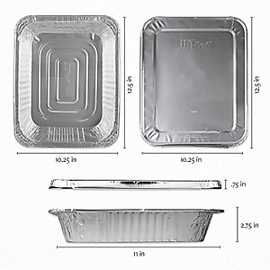 PLASTICPRO Disposable 9 x 13 Aluminum Foil Pans With Lids Half Size Deep Steam Table Bakeware - Cookware Perfect for Baking Cakes, Bread, Meatloaf, Lasagna Pack of 25 Pans & 25 Lids