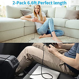 6FT USB C to C Cable, 2-Pack USB C to USB C Charger Cable PD Fast Charging 60W Type C to Type C Cord for iPhone 16 15 Pro Max, Samsung Galaxy S24 A35, Google Pixel 9, Moto G, Braided USBC to USBC