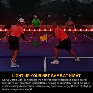 Eliteemo LED Badminton Pickleball Net Light, 17Ft Remote Control LED Rim Lights, 16 Color Change, A Good Addition for Playing Junior Tennis, Kids Volleyball, and Backyard Games(Net not Included)