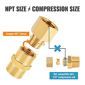 SUNGATOR 3/8 Inch Female to 1/4 Male Reducer, NPT Brass Pipe Fittings Adapters, 1/4" Male to 3/8" Female NPT Reducer Adapters, Brass Pipe Extension Connectors, Pack of 2