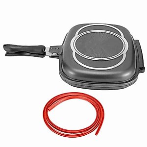 Grill Pan Frying Double Side Portable AntiBurn Handle Kitchen Supplies Grill Pot 32cm 12.6in
