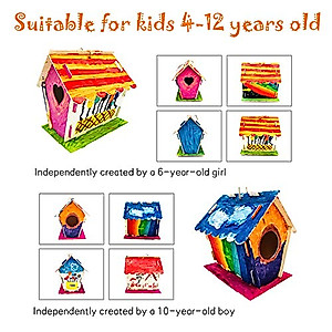 Boviagom DIY Bird House Kit for Kids, Crafts for Kids 2Pack， DIY Wooden Birdhouse Kit Arts and Crafts for Kids， Kids Arts and Crafts Ages 3-5, 4-8, 8-12