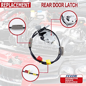 FEXON Rear Door Latch w/Cabel for Ford F150 1997-2004, Left and Right 2 Pack, Fit Rear Driver and Pasenger Doors and Upper Position 6L3Z-18264A26-A 6L3Z-18264A27-A