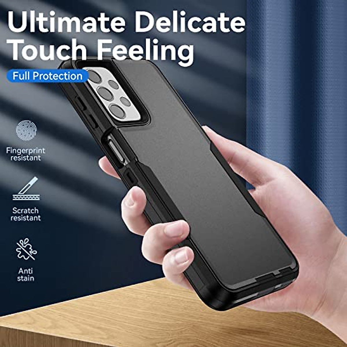 Warsia for Samsung Galax A23 5G/4G Case,[Not Fit A23 5G UW Version] with Screen Protector,[Military Grade Drop Tested] Heavy-Duty Tough Rugged Shockproof Protective Phone Case for Galax A23 5G, Black