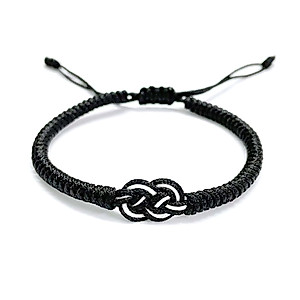 Fuqimanman2020 2 Pcs Matching Red Black String Infinity Love Bracelets Adjustable Couple Good Luck Knot Bracelet Woven Thread String Peace Protection Bracelet for Women Men-black white
