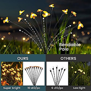 PATIOPIA Solar Garden Lights, Bee Shape Garden Lights Solar Outdoor, Solar Lights for Outside Sway by Wind,Solar Lights Outdoor Waterproof for Yard Patio Pathway Decoration(2 Pack)