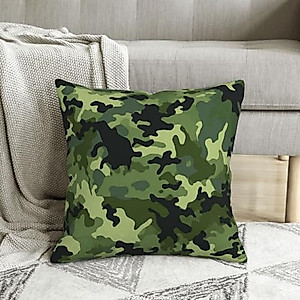 AdaNti Camo Green Print Corduroy Throw Pillow Covers Soft Square Throw Pillow Case Home Decorations for Bed Sofa Living Room 16"x16"
