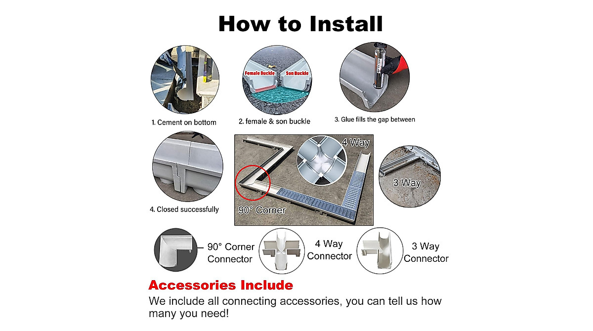 Heavy Duty Driveway Channel Drain for Pavers - Waterproof & Rustproof