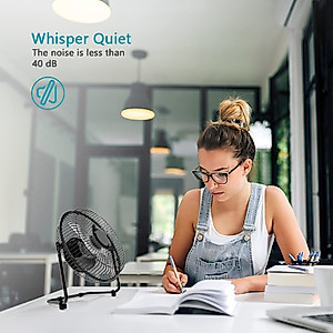 9 Inch USB Rechargeable Desk Fan, 6700mAh Battery Operated Fan, Mini Portable Table Fans with 2 Speeds Strong Airflow, Quiet and 360°Rotate, Desktop Small Personal Fan for Home Office Outdoor Travel