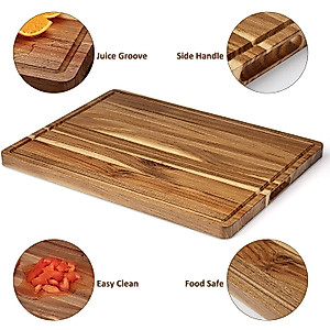 24 x 18 Inch Large Acacia Wood Cutting Board, Reversible Wooden Butcher Block Cutting Board with Juice Groove, Carving Board for Meat, Turkey, Charcuterie