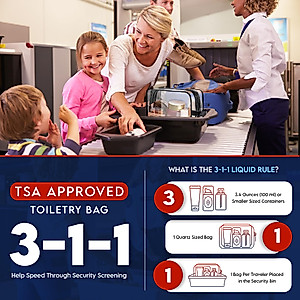 VYRL 2 Pack Clear Makeup Bag - Quart Size 3-1-1 TSA Approved Toiletry Bag with Zipper - Water-Resistant Durable PVC Clear Toiletry pouches for Carry-on Airport Travel Accessories - Black