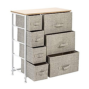 Dresser with 7 Drawers, Storage Drawers Unit for Bedroom, Hallway, Closet, Metal Frame, Wood Top, Easy Pull Fabric Drawers, Linen / Natural