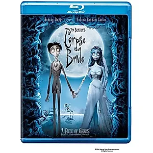 Tim Burton Animated Triple Feature Corpse Bride + Frankenweenie + Nightmare Before Christmas 3 Movie Blu Ray Bundle Disney with Magic Kingdom Art Card