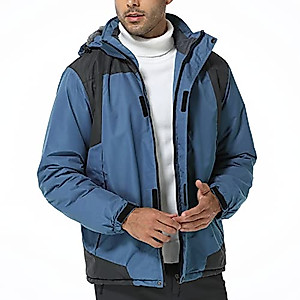 SPOSULEI Winter Jackets Coats for Mens Ski Snow Rain Windbreaker Waterproof Jackets Warm Fleece Lined Sports Coats Blue X-Large