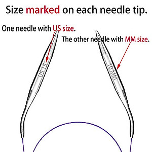 Circular Knitting Needles Set Round Needle Metal Magic Loop 40 Inch Size 15 13 11 10 8 7 6 5 4 1.5