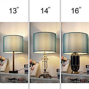 Wellmet 16"x16"x12" Assembly Required Lampshade for Table Lamp, Bedside Lamp, Floor Lamp, Fabric Drum Lampshade Classic Modern Style, Spider Fitter, Blue