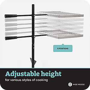 WISE MOOSE Campfire Grill Grate Over Fire Pit - Fire Pit Grill Grate Over Fire Pit, Campfire Cooking Grate, Campfire Grill Adjustable, Firepit Grill Rack Tripod, Campfire Grate Over Fire Pit Camp Fire