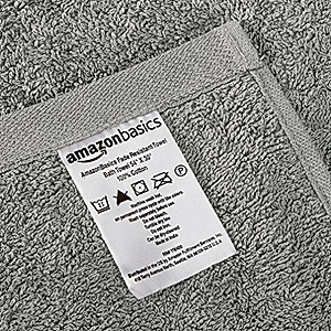 Amazon Basics 6-Piece Fade Resistant Bath, Hand and Washcloth Towel Set - Cotton, Gray