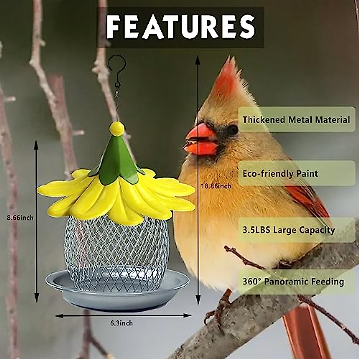 Hummingbird Feeder for Outdoors Hanging, Hanging & Window Two-Mode Horizontal Hummingbird Feeder Tube, with Perch for Standing and Drinking, 12 Feeding Ports, Leak & Bee Proof (Flower Bird Feeder)