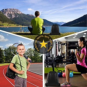 KUUQA 2 Pcs Drawstring Backpack Bags Sports Cinch Sack String Backpack Storage Bags for School Gym Traveling (Black)