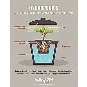 Hydrofarm AAPW400 24-Watt 400 GPH Indoor/Outdoor Hydroponic Aquarium Pond 6ft Power Cord for 40 Gallon Reservoirs Submersible Water Pump, 400-GPH, Dark Grey/Black