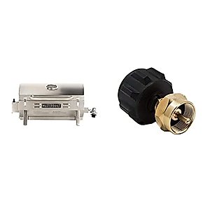 Masterbuilt MB20030819 Portable Propane Grill, Stainless Steel & GasOne 50180 Refill Adapter for 1lb Propane Tanks & Fits 20lb Tanks, Black