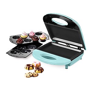 Nostalgia 4-in-1 Bakery Bites Express Makes Mini Brownies, Cupcakes, Bundt Cakes and Cookies, Blue