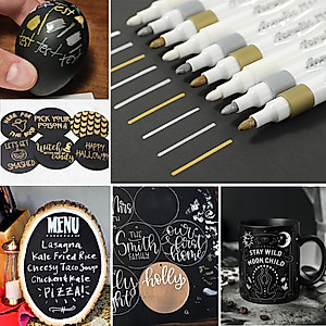 Acrylic Paint Pens Markers,9 Pack Acrylic Markers, 2-3mm Medium Tip, White Gold Silver Paint Pen for Art Projects, Drawing, Rock Painting,Wood, Plastic, Metal, Canvas DIY Crafts