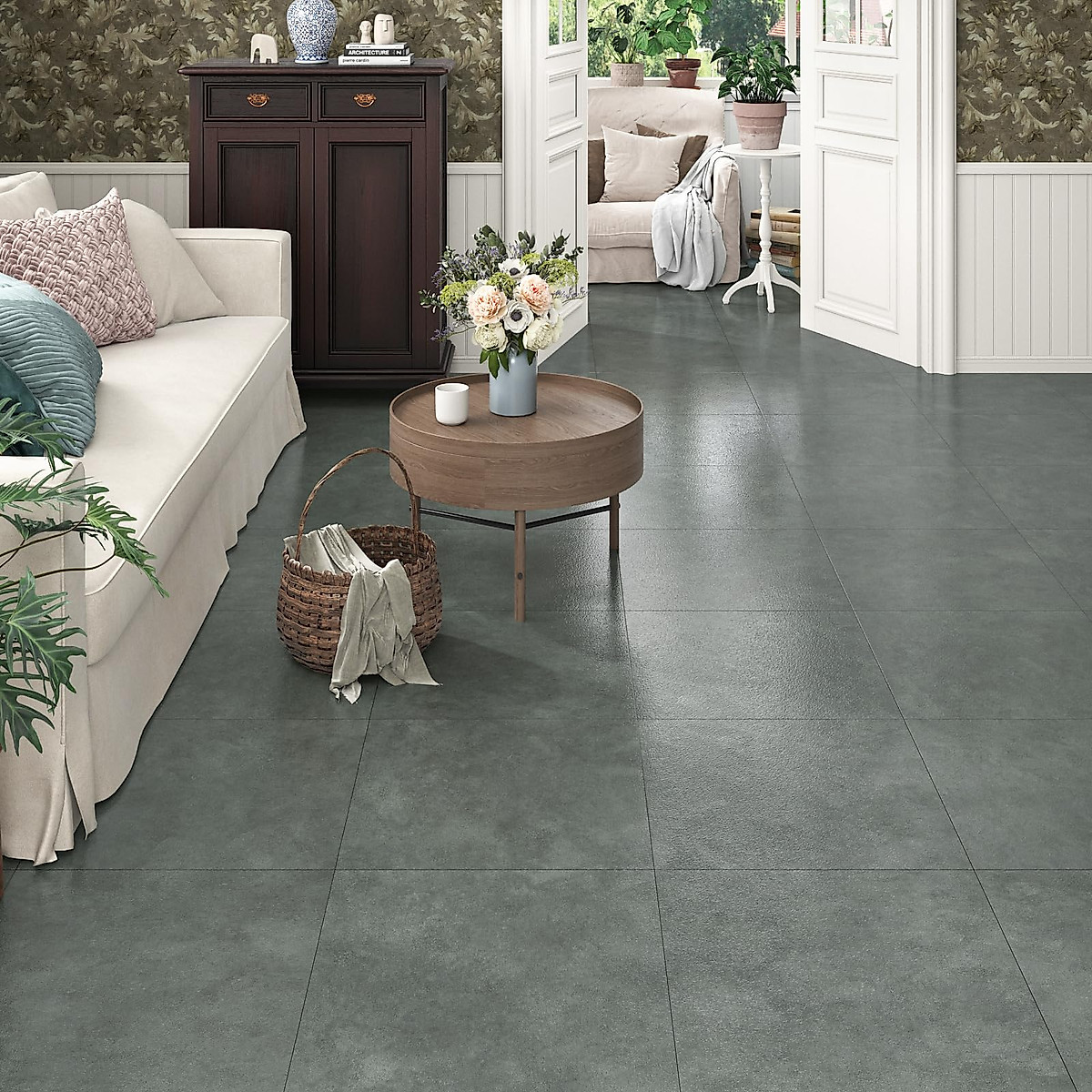 WESTICK Marble Grey Peel and Stick Floor Tile 12 x 12 in Bathroom Floor Tiles Thick Kitchen Removable Floor Tiles Peel and Stick Waterproof Self Adhesive Vinyl Flooring Peel and Stick Tile 5 PCS