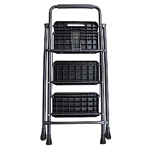 Elevon Folding Step Stool with Wide Anti-Slip Pedal, ​330​lbs Sturdy Steel Ladder, 3-Step