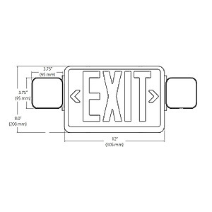 NICOR Lighting LED Emergency Exit Sign with Dual Adjustable LED Heads, White with Red Lettering (ECL1-10-UNV-WH-R-2)