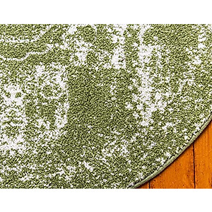 Unique Loom Bromley Collection Area Rug - Wells (3' Round, Green/ Ivory)