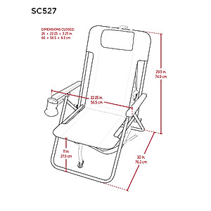 Rio Beach Original 4-Position Steel Backpack Chair with Pillow, Hands-Free Beach Chair Backpack for Adults, Navy